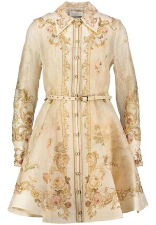 Zimmermann Damen Blusenkleid aus Leinen und Seide MEMENTO BUTTONED MINI DRESS