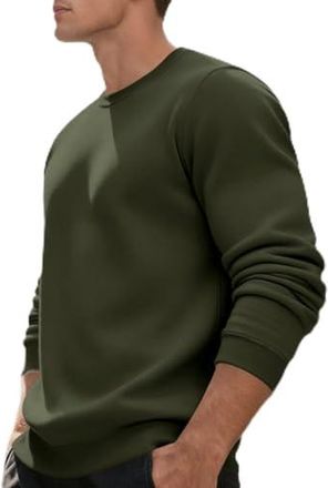 Generic Pull Homme Hiver Chaud Laine Casual Uni Long Sleeve Sweat Col Rond Pull de Travail Outdoor Sports Sweatshirt