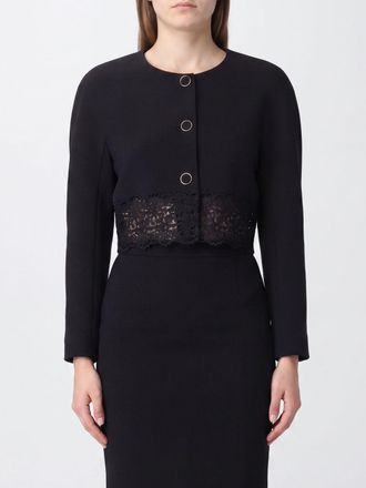 Chlo&eacute; Veste courte en laine avec broderie en dentelle et col rond