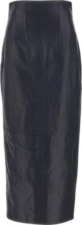 Khaite Femme, Jupes, Bleu, Taille: 34 FR Loxley Leather Midi Skirt