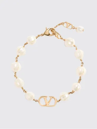 Valentino Garavani Bracelet r&eacute;glable VLogo Signature avec perles et cristaux