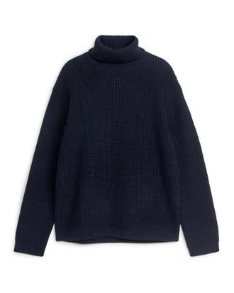 Arket Schwerer Rollkragenpullover Aus Wolle -Blau