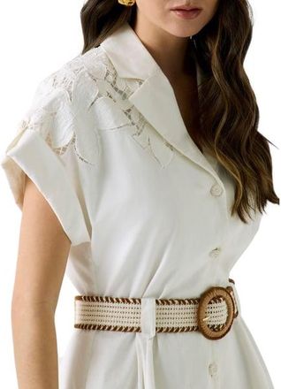 Guess Robe chemise &agrave; dentelle fleurie avec ceinture en coton