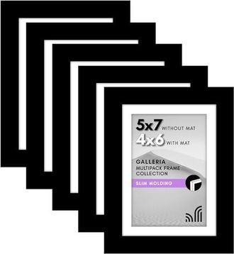 Americanflat Bilderrahmen-Set, 12,7 x 17,8 cm, Schwarz, 12,7 x 17,8 cm, Galerie-Wandrahmen-Set mit mitgelieferten Aufhängevorrichtungen und Staffelei - horizontale