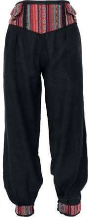 Guru Shop Muckhose, Pluderhose mit Breitem Bund, Bauchtasche - Schwarz, Damen, Baumwolle, Size:XL