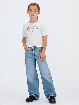 Calvin Klein High Rise Wide Leg Jeans - Cloudy Blue - M&auml;dchen - 10
