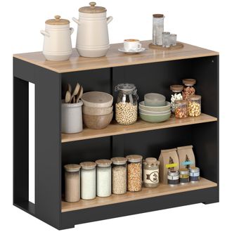 HOMCOM Bartisch mit 3 Regalen, platzsparender Bartresen mit rutschfesten F&uuml;&szlig;en, K&uuml;cheninsel mit Regal, industriell, f&uuml;r K&uuml;che und Esszimmer, 113x60x90 cm, sc