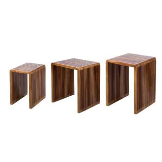 Gilde 3er Set Beistelltisch Cali aus Holz - rechteckig - naturfarben - H&ouml;he 50cm x Breite 44cm
