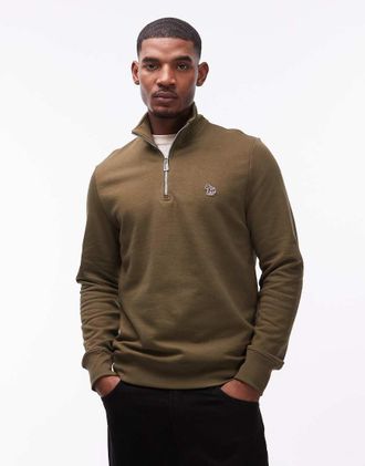 Paul Smith Pull &agrave; logo et col zipp&eacute; - Olive-Vert
