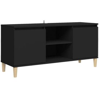 vidaXL Vidaxl - TV-Schrank mit Massivholz-Beinen Schwarz 103,5x35x50 cm