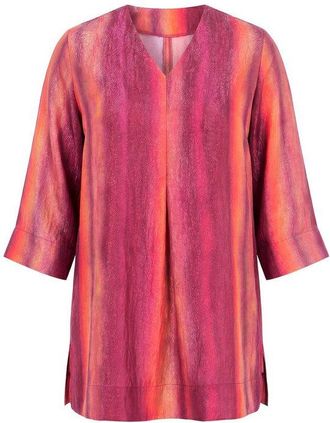 Ulla Popken Druckbluse Tunika Farbverlauf Glitter V-Ausschnitt 3/4-Arm
