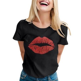 Generic T-shirt imprim&eacute; &agrave; manches courtes et col rond pour la Saint-Valentin 2026, Noir, XXL