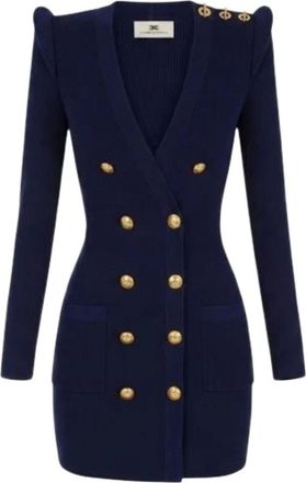 Elisabetta Franchi Am13S66E2 Robe Tricot - Femme - Robes - Bleu - Taille: 40 FR