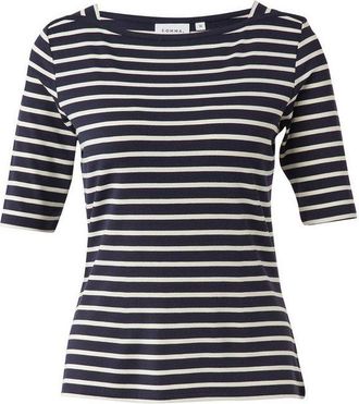 Comma Kurzarmshirt T-Shirt Feminines Streifenshirt aus Viskosejersey