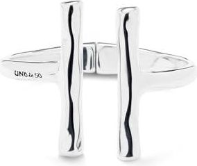 Uno De 50 Bracelet rigide ouvert, plaqué argent avec deux longs tubes aux extrémités