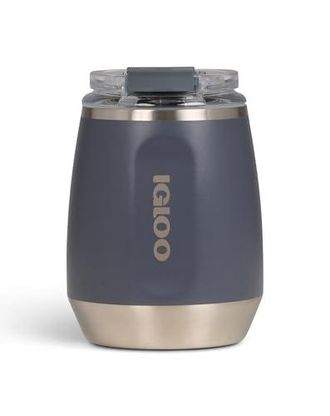 Igloo Wine 10 - Gobelet &agrave; vin 280 ml, isol&eacute; et inox &agrave; double paroi avec couvercle, anthracite - Pour sorties, pique-nique, camping - Sans BPA, &eacute;l&eacute;gant et du
