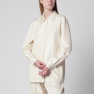 The Row Lucetta Hemd aus Seiden-Shantung in Vanille