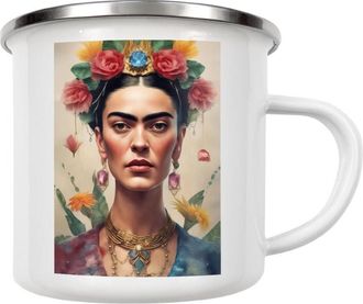 artboxONE Emaille Tasse Frida Kahlo a von Paul Rommer - Emaille Becher Abstrakt