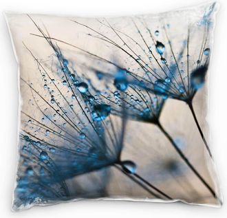 Paul Sinus Art Macro, Blumen, Pusteblume, Wassertropfen, beige Deko Kissen 40x40cm f&uuml;r Couch Sofa Lounge Zierkissen - Dekoration zum Wohlf&uuml;hlen