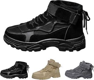 Generic Bottes de travail dhiver pour homme avec doublure en polaire chaude - Chaussures d&eacute;contract&eacute;es &agrave; lacets en cuir - L&eacute;g&egrave;res et confortables - Antid&eacute;rapa