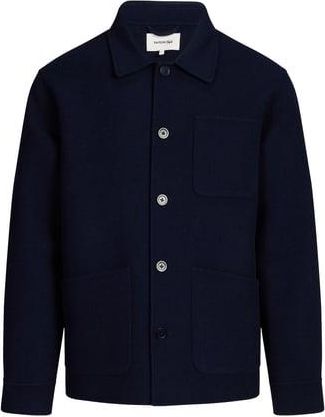 Saison 1865 Manteau droit boutonn&eacute; en laine m&eacute;lang&eacute;e
