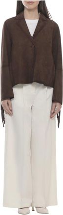 Bully Femme, Vestes, Brun, Taille: 46 FR Leather Vestes