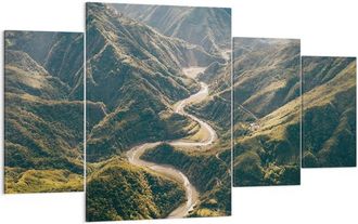 Arttor Mehrteilige Bilder auf Leinwand 160x90cm Leinwandbild Berge Weg Wald Gro&szlig; XXL Wanddeko Bild Schlafzimmer Set 4 teilige Wandbilder Dekoration Wohnzimme