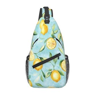 Generic Sacoche Tactique Aquarelle Le-Mon Feuilles Fruits tropicaux Casual Sac &agrave; Bandouli&egrave;re Mode Sac &agrave; Poitrine pour Homme Randonn&eacute;e Cyclisme