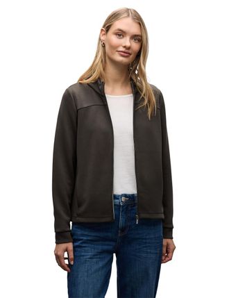 Street One Damen 3227688 Silk-Look Jacke mit Zipper, Darkest Brown, 34