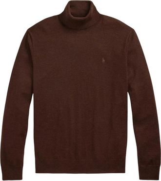 Polo Ralph Lauren Homme, Pulls, Brun, Taille: 2XL Pull &agrave; Col Roul&eacute; en Laine Lavable