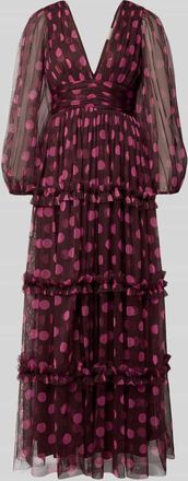 Lace & Beads Maxikleid mit tiefem V-Ausschnitt
