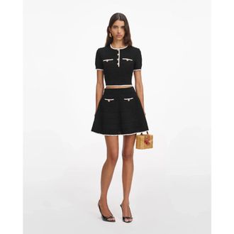 Self Portrait Femme, Jupes, Noir, Taille: 40 FR Mini-jupe tricot&eacute;e