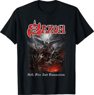 Saxon Offiziell Saxon Hell Fire Heavy Metal Band T-Shirt