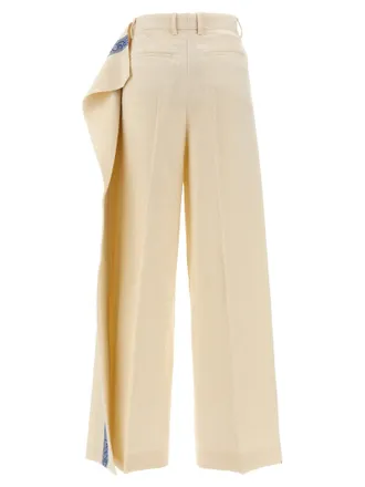 J.W.Anderson Logo-Banded Wide-Leg Trousers - Cream