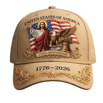 Generic Chapeau d&eacute;contract&eacute; avec impression artistique sur le th&egrave;me de la foi et du 250e anniversaire des &Eacute;tats-Unis dAm&eacute;rique, kaki, M