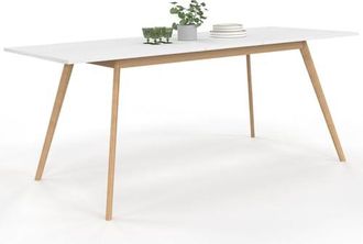 IDMarket Table scandinave Extensible Rectangle Inga 6-10 Personnes Blanche 160-200 cm