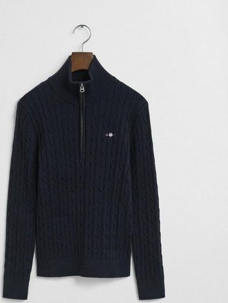 GANT Strickpullover STRETCH COTTON CABLE HALF-ZIP Mit Rundhalsausschnitt