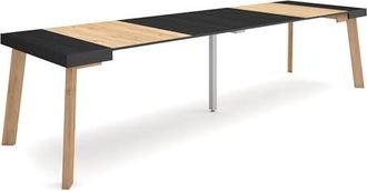 Skraut Home | Ausziehbarertisch | Multifunktionaler ausziehbarer | 300 | F&uuml;r 14 G&auml;ste | H&ouml;lzerne Beine | Moderner Stil | Schwarz Eiche