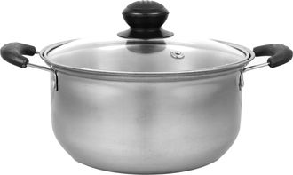 Angoily Kochtopf 18 cm Durchmesser: Kochtopf Milch Suppen Braten Nudeln mit Glasdeckel Antihaft Kasserolle Dampfkocher Stiel Dampfkoch Dampfgarer