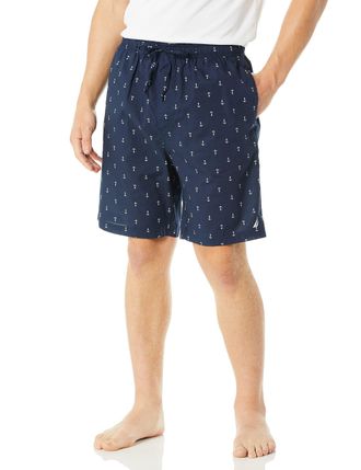 Nautica Herren-Pyjama-Shorts, weich, gewebt, 100% Baumwolle, elastischer Bund, True Navy, Mittel