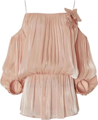 Genny Femme, Blouses et Chemises, Beige, Taille: 40 FR Blouse &agrave; &eacute;paules d&eacute;nud&eacute;es avec application florale
