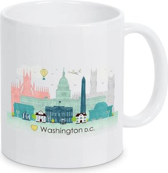 artboxONE Tasse Washington DC Skyline von GREENGREENDREAMS - Kaffeetasse Städte