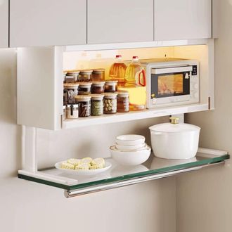 Generic Metallschrank Küchenhängeschränke Aus Kohlenstoffstahl Gefertigt Schranktür Mit Klappmechanismus Oder Magnetverschluss for Esszimmer, Badezimmer, Wohn