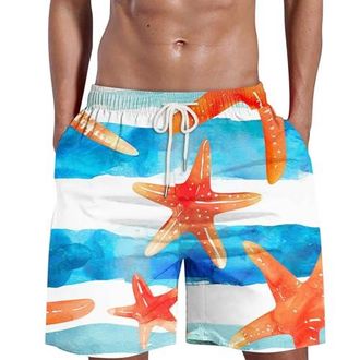 Generic Short de plage d&eacute;t&eacute; pour homme - Imprim&eacute; num&eacute;rique - Taille &eacute;lastique - D&eacute;contract&eacute; - Tendance - Respirant - Vacances, bleu, 4XL