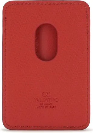 Valentino Garavani Womens Magnetic Card Holder | Vlogo Signature Rouge Pur Calf Leather Bos Taurus Wallet