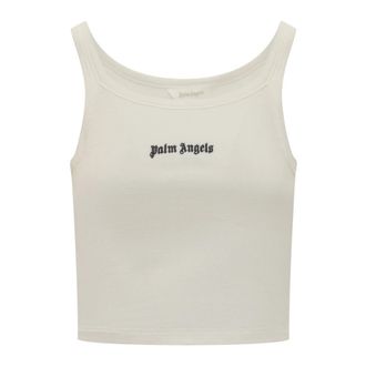 Palm Angels Logo Tank Top - - Tops - Damen - Beige - XS