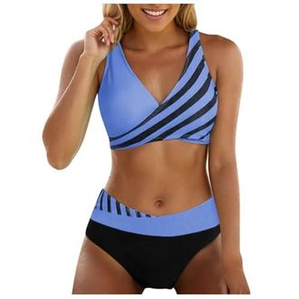 Generic Maillot de bain tankini taille haute pour femme 2026, bleu, S