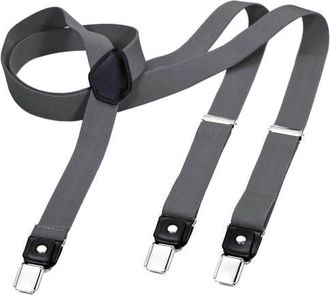 DonDon Bretelles pour hommes étroites 2,5 cm avec 3 clips de bretelles vintage extra forts en forme de Y - Grises
