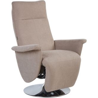 Beliani Sessel Taupe Stoff mit Relaxfunktion Armlehnen Standfu&szlig; Hohe R&uuml;ckenlehne Elektrisch Verstellbar Fu&szlig;teil zum Aufklappen Modern Wohnzimmer