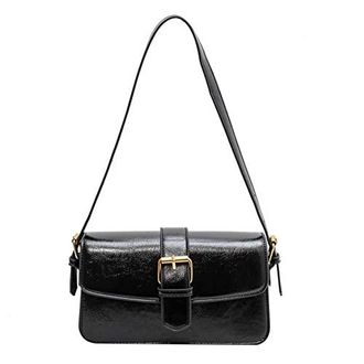 Generic Sac &agrave; bandouli&egrave;re r&eacute;tro en cuir pour femme, sac &agrave; bandouli&egrave;re &agrave; rabat tendance, sac &agrave; main et sac &agrave; main pour femme, Noir, Small